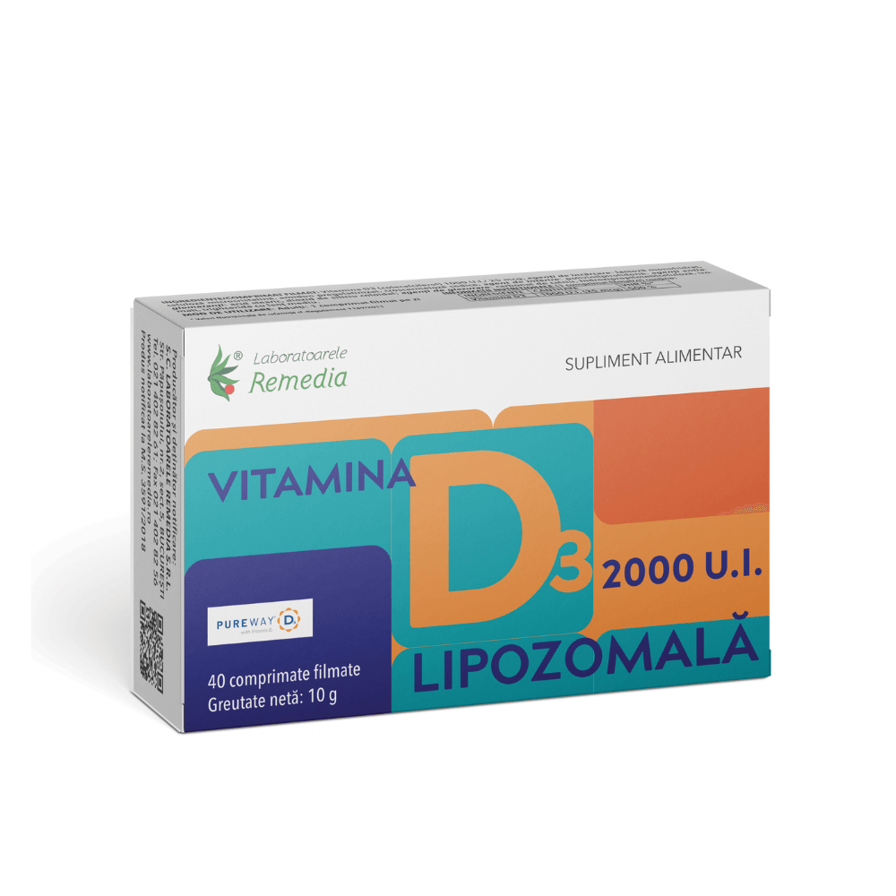 Vitamina D3 2000UI Lipozomal, 40 comprimate, Remedia