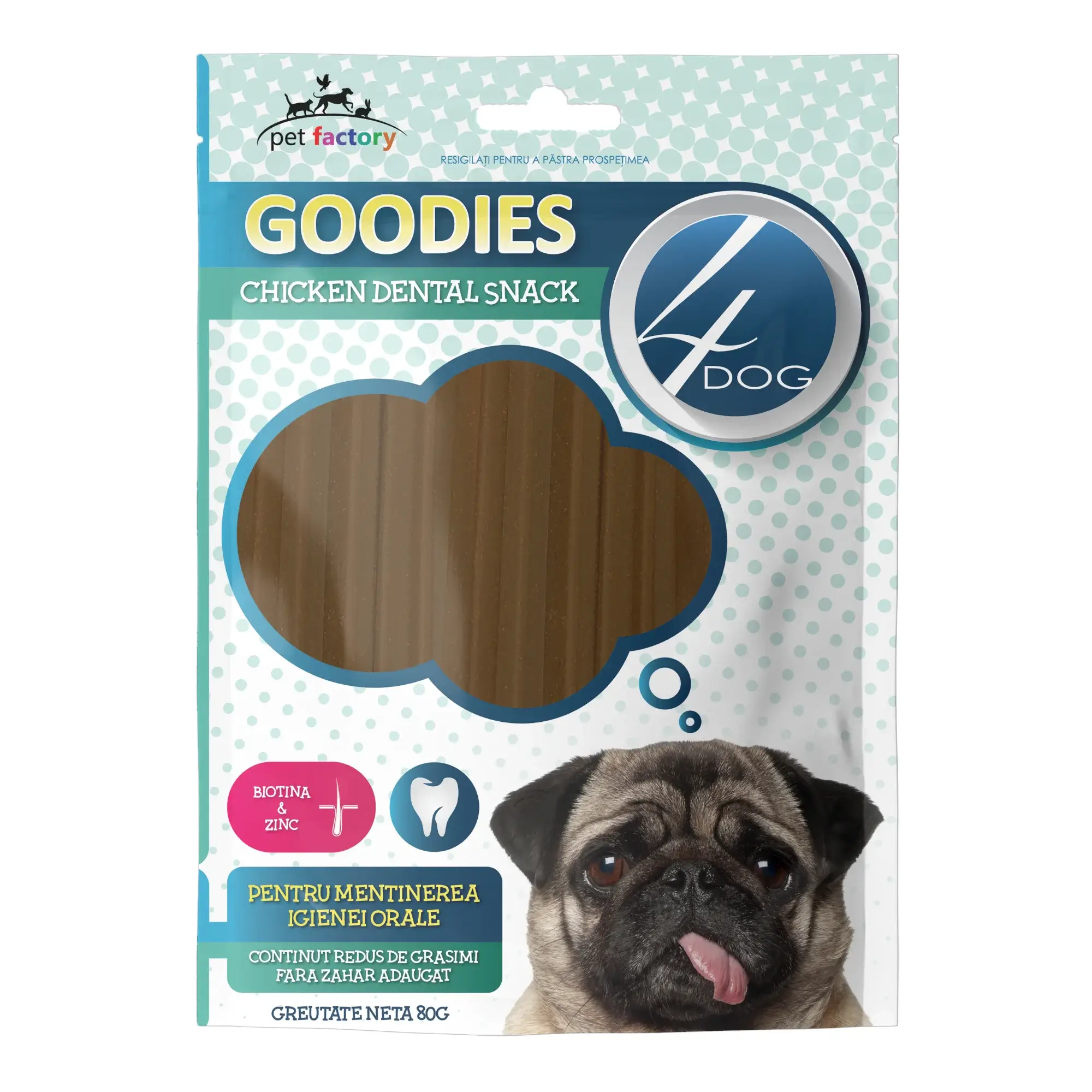 Recompense pentru câini Adult, 4DOG GOODIES Dental Sticks, Pui și ...